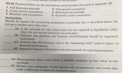 Solved Presented below are the assumptions and principles | Chegg.com