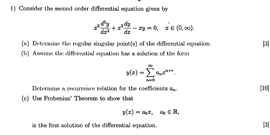Solved 1) Consider the second order differential equation | Chegg.com