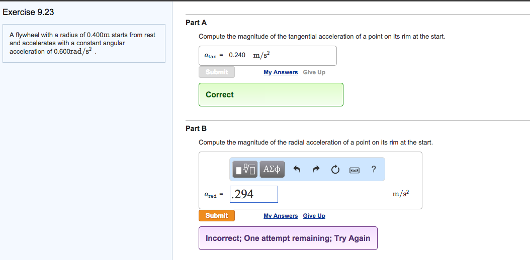 Solved Exercise 9.23 A flywheel with a radius of 0.400m | Chegg.com