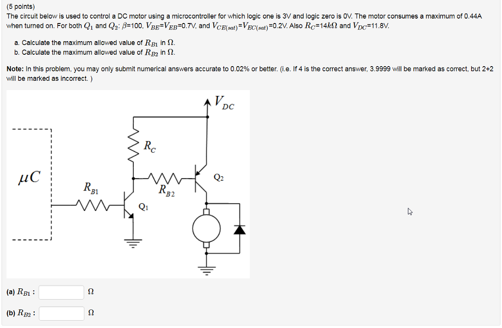 Solved (5 points) The circuit below is used to control a DC | Chegg.com