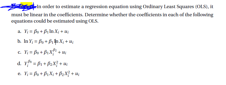 Solved In order to estimate a regression equation using | Chegg.com