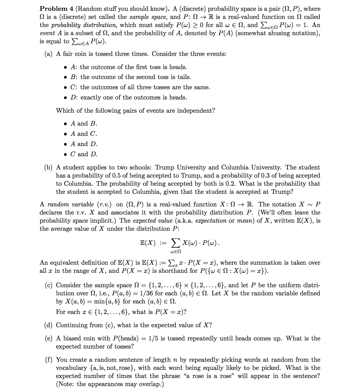 Solved Problem 4 (Random stuff you should know). A | Chegg.com