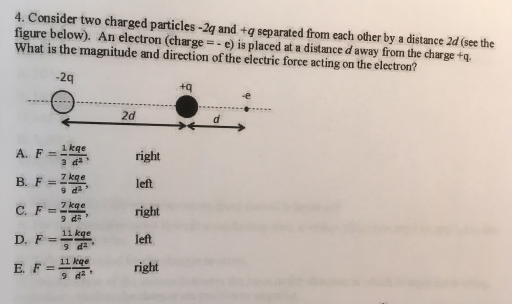Solved Consider two charged particles -2q and +q separated | Chegg.com