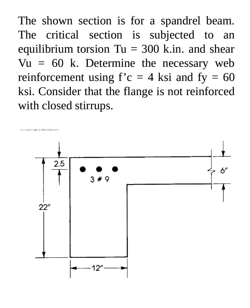 Solved The shown section is for a spandrel beam. The | Chegg.com