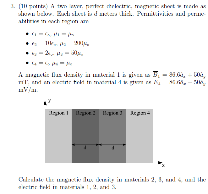 Solved 3. (10 points) A two layer, perfect dielectric, | Chegg.com