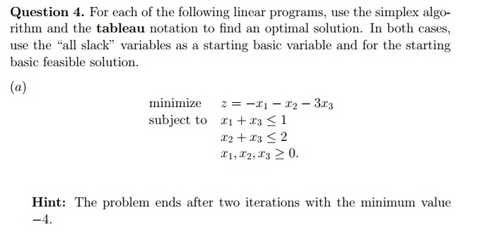 Solved For each of the following linear programs, use the | Chegg.com