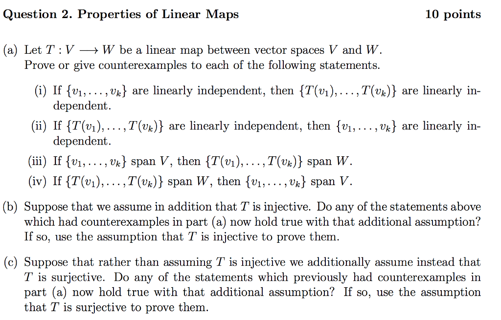 Solved (a) Let T: V rightarrow W be a linear map between | Chegg.com