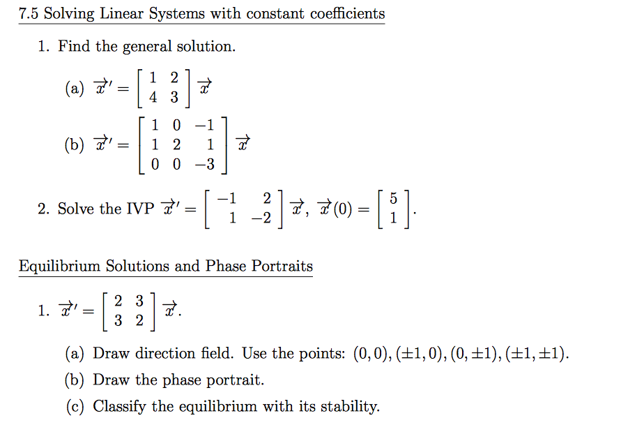 Solved Solving Linear Systems with constant coefficients L. | Chegg.com
