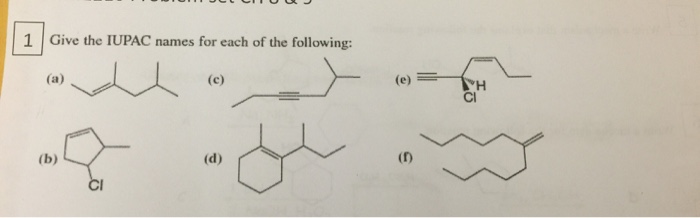 Solved Give the IUPAC names for each of the following: | Chegg.com