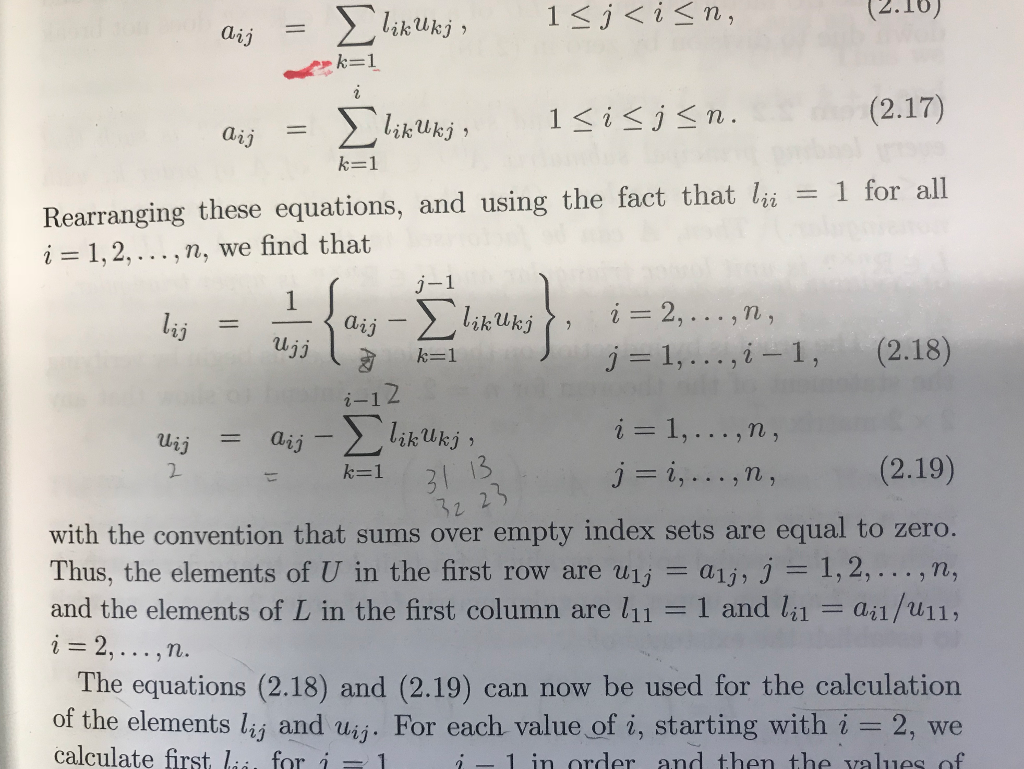 Solved (a) Implement LU factorization using (2.18), (2.19) | Chegg.com