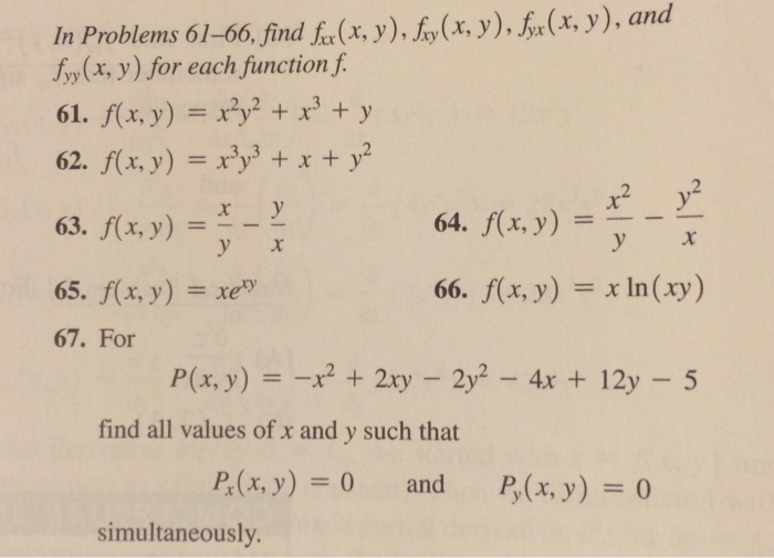 Solved In Problems 61-66,find fXX(x, y), fXY(X, y), fyx(x, | Chegg.com