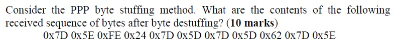 Solved Consider the PPP byte stuffing method. What are the | Chegg.com