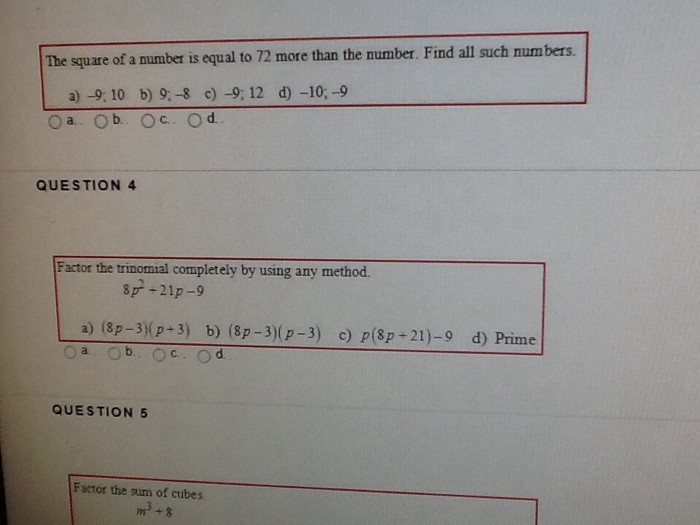 Solved The square of a number is equal to 72 more than the | Chegg.com