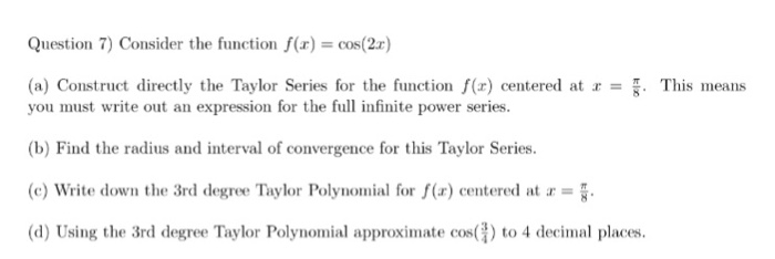 Solved Consider the function f(x) = cos(2x) Construct | Chegg.com