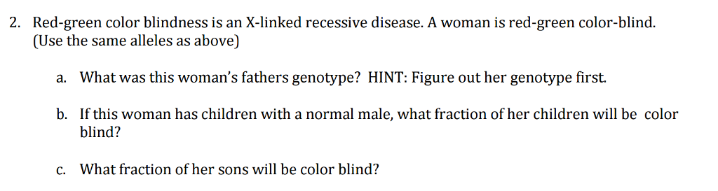 Solved Red-green color blindness is an X-linked recessive | Chegg.com