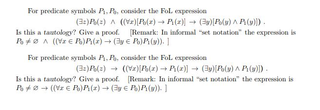 Solved For predicate symbols Pi, Po, consider the FoL | Chegg.com