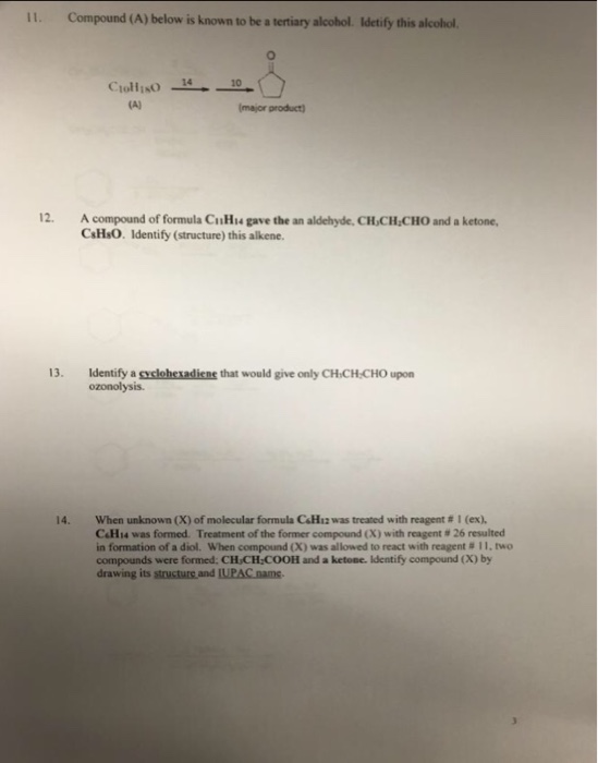 Solved 1 1 . Compound (A) below is known to be a tertiary | Chegg.com