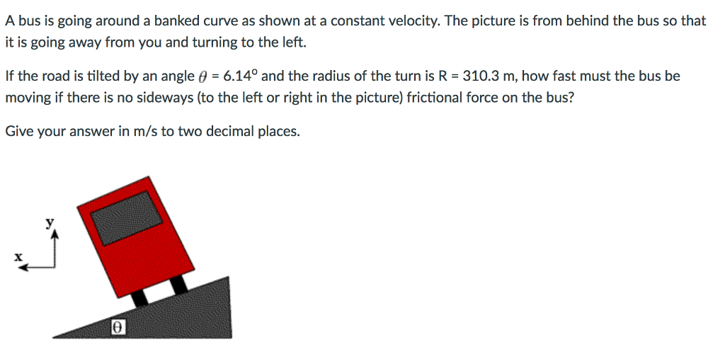 Solved A bus is going around a banked curve as shown at a | Chegg.com