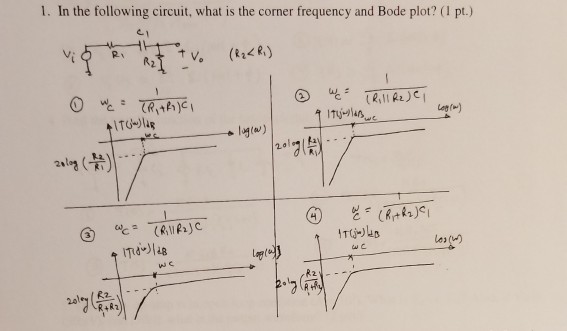 Solved 1. In the following circuit, what is the corner | Chegg.com