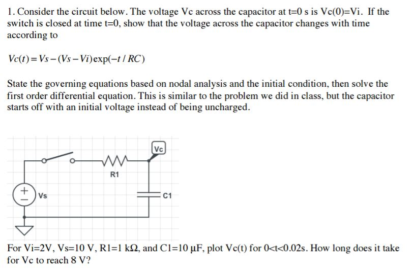 Consider the circuit below. The voltage Vc across the | Chegg.com