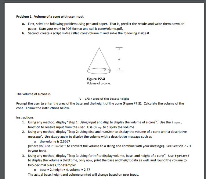 Volume Of A Cone Problem