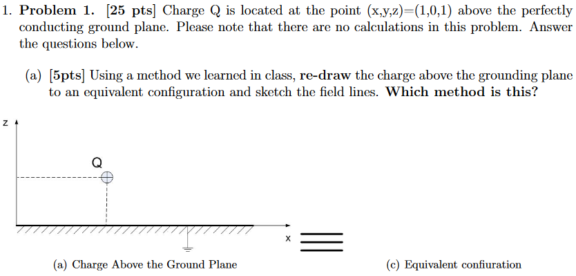 Solved Charge Q is located at the point (x, y, z) = (1, 0, | Chegg.com