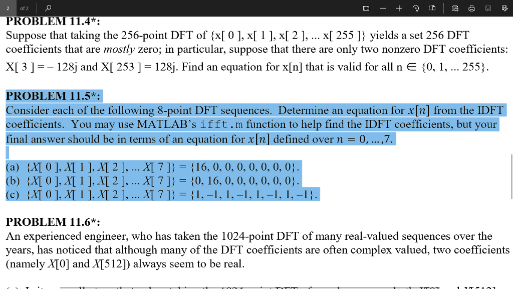 Solved PROBLEMTl.4% Suppose that taking the 256-point DFT | Chegg.com