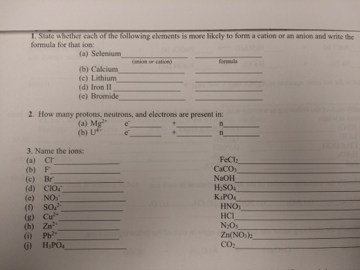 Solved I. State whether each of the following elements is | Chegg.com