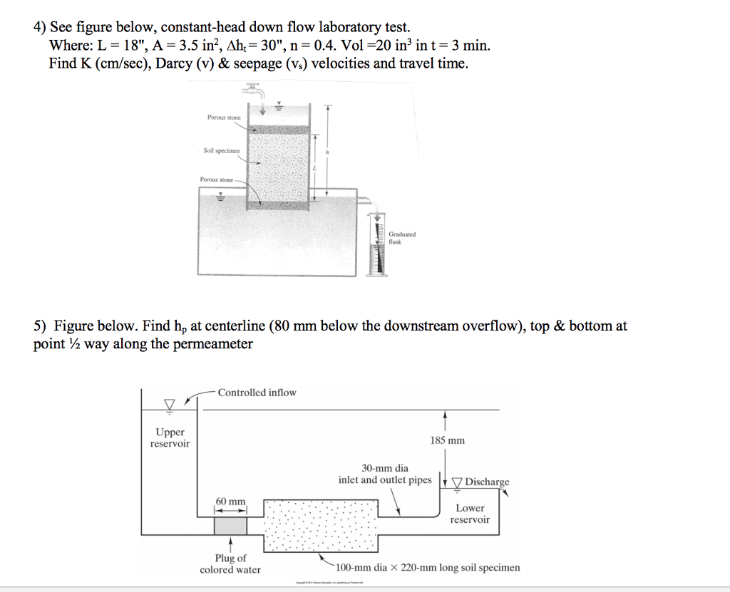 Solved 4) See figure below, constant-head down flow | Chegg.com