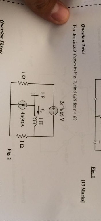 Solved Fig.1 Question Two: [13 Marks) For the circuit shown | Chegg.com