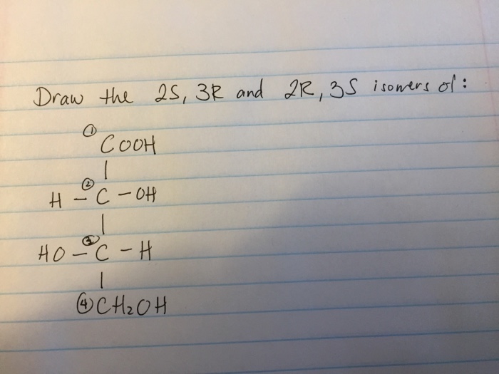 Solved Draw the 2S, 3R and 2R, 3S isomers of: | Chegg.com