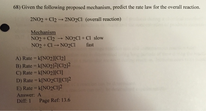Solved Given the following proposed mechanism, predict the | Chegg.com