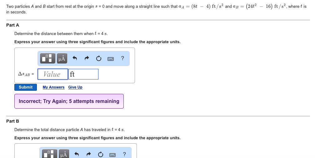 Solved Two particles A and B start from rest at the origin | Chegg.com