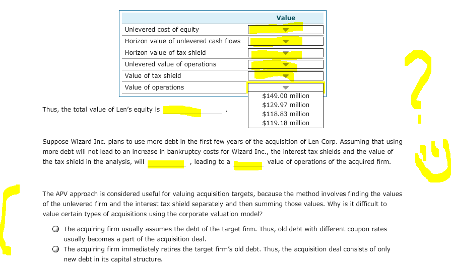 Solved 4. Merger analysis Adjusted present value (APV) | Chegg.com