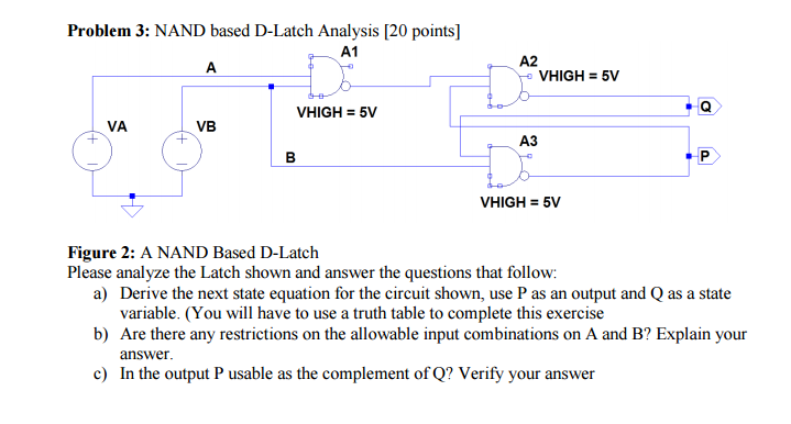 Solved NAND based D-Latch Analysis A NAND Based D-Latch | Chegg.com