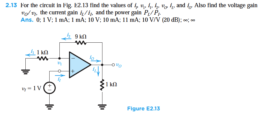 For the circuit in Fig. E2.13 find the values of iI, | Chegg.com