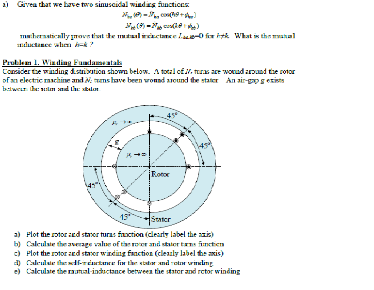 Given that we have two sinusoidal winding functions: | Chegg.com
