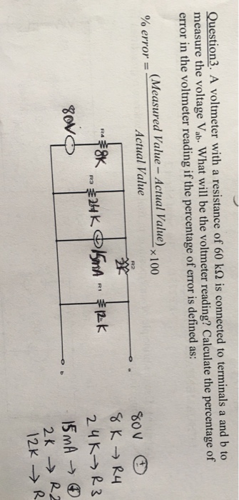 Solved A voltmeter with a resistance of 60 k ohm is | Chegg.com
