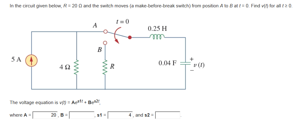 Solved In the circuit given below, R-20 ? and the switch | Chegg.com