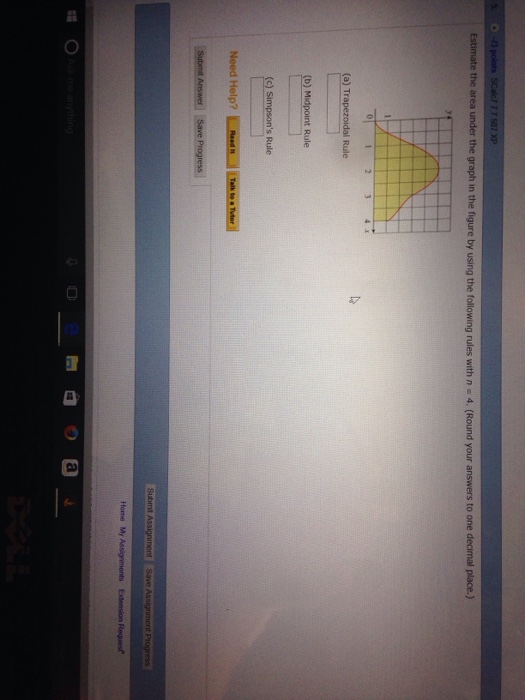 Solved Estimate the area under the graph in the figure by | Chegg.com