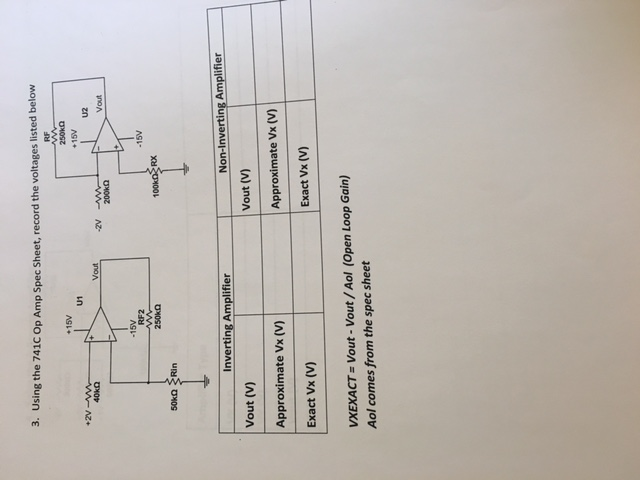 Solved Using the 741C Op Amp Spec Sheet, record the voltages | Chegg.com
