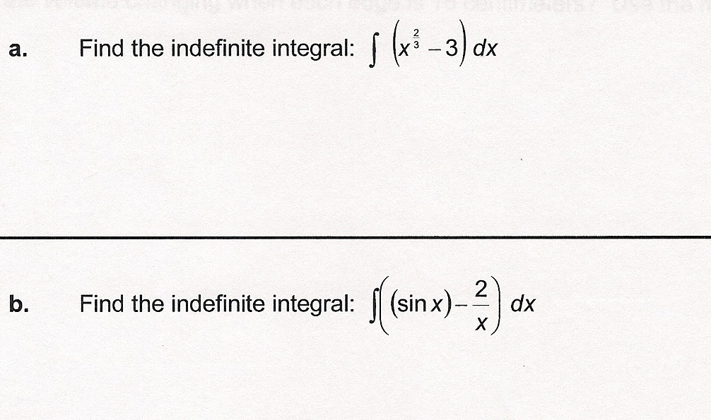 Solved Find the indefinite integral: (x2/3 -3] dx Find the | Chegg.com