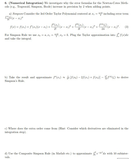 Solved 6. (Numerica Integration) We investigate why the | Chegg.com