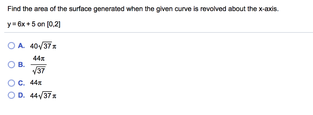 Solved Find the area of the surface generated when the given | Chegg.com