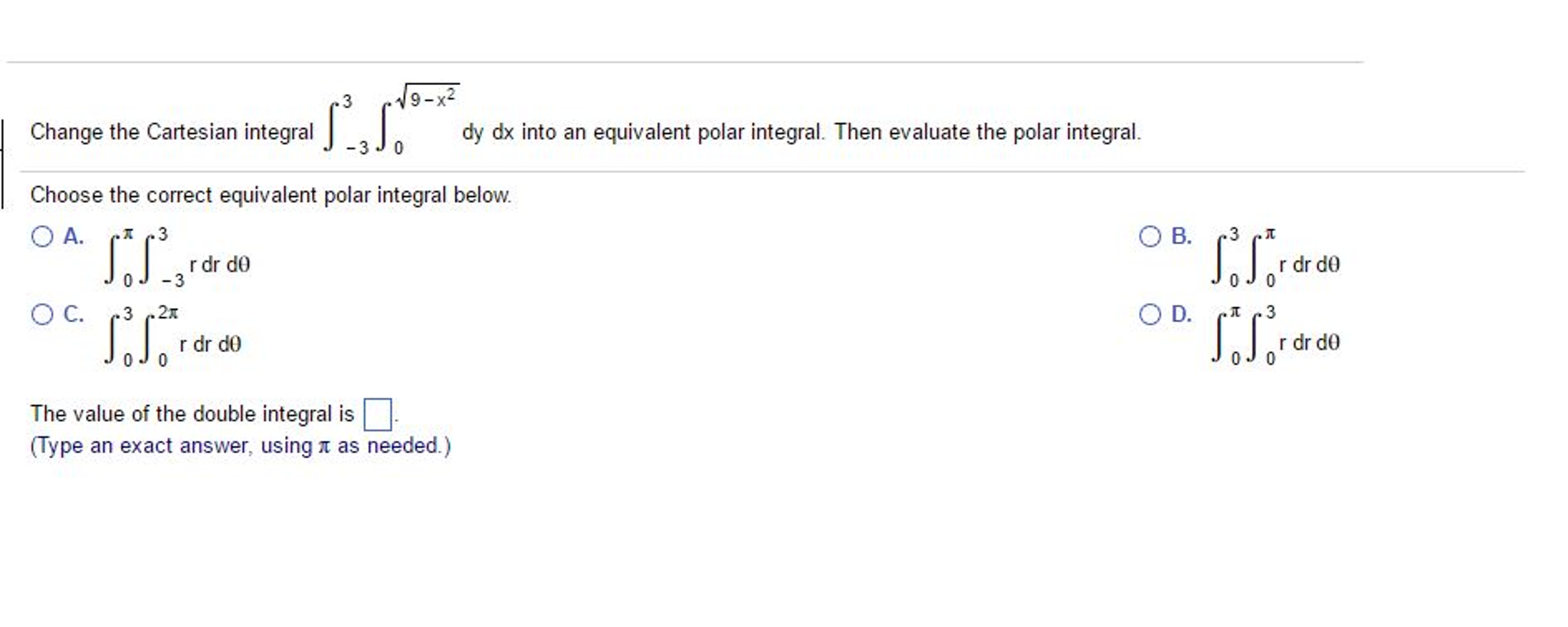 Solved Change the Cartesian integral integral^3 | Chegg.com