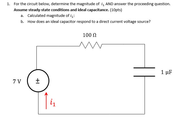 Solved For the circuit below, determine the magnitude of i1 | Chegg.com