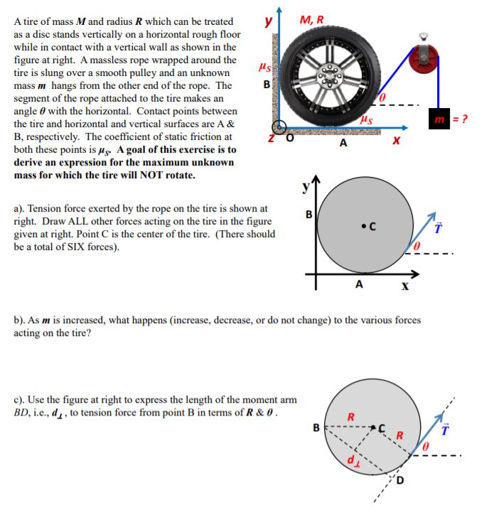 Solved A tire of mass M and radius R which can be treated V | Chegg.com