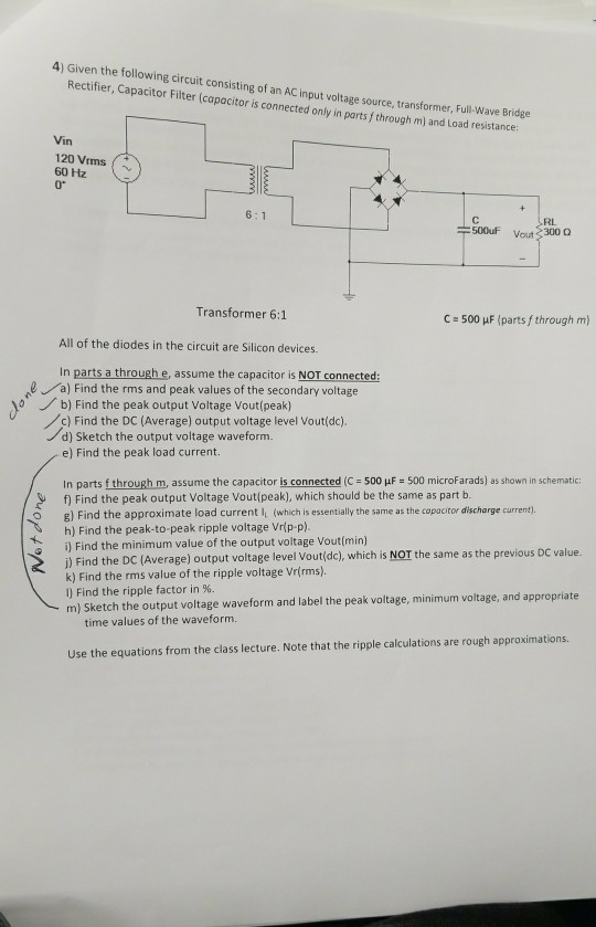Solved 4) Given the following circuit consisting of an AC | Chegg.com