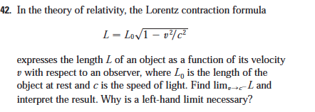 Solved In the theory of relativity, the Lorentz contraction | Chegg.com