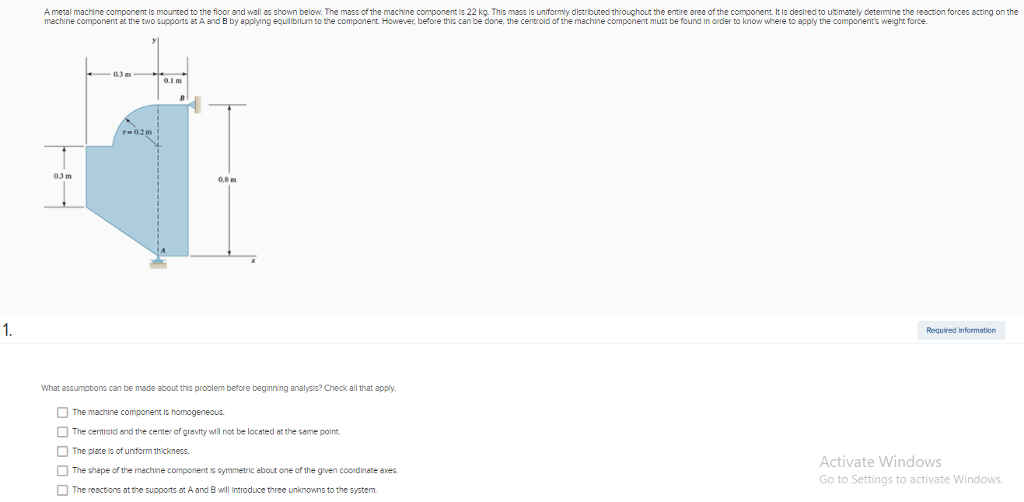 Solved A metal machline component is mounted to the floor | Chegg.com